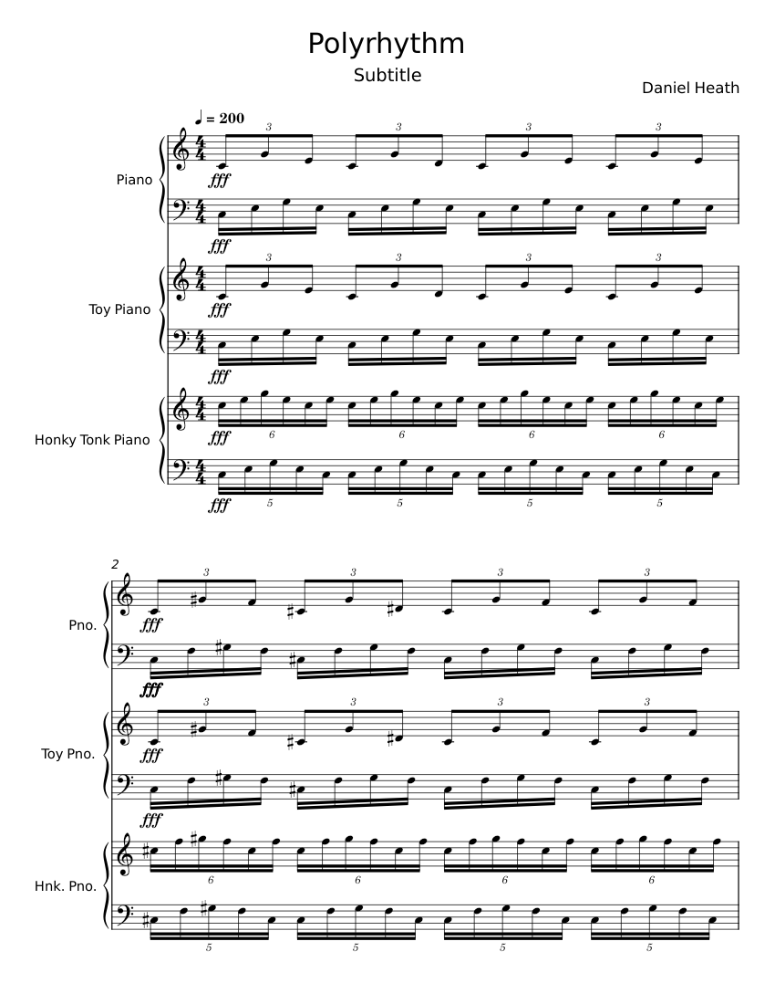 Polyrhythm – Daniel Heath Sheet music for Piano (Mixed Trio ...