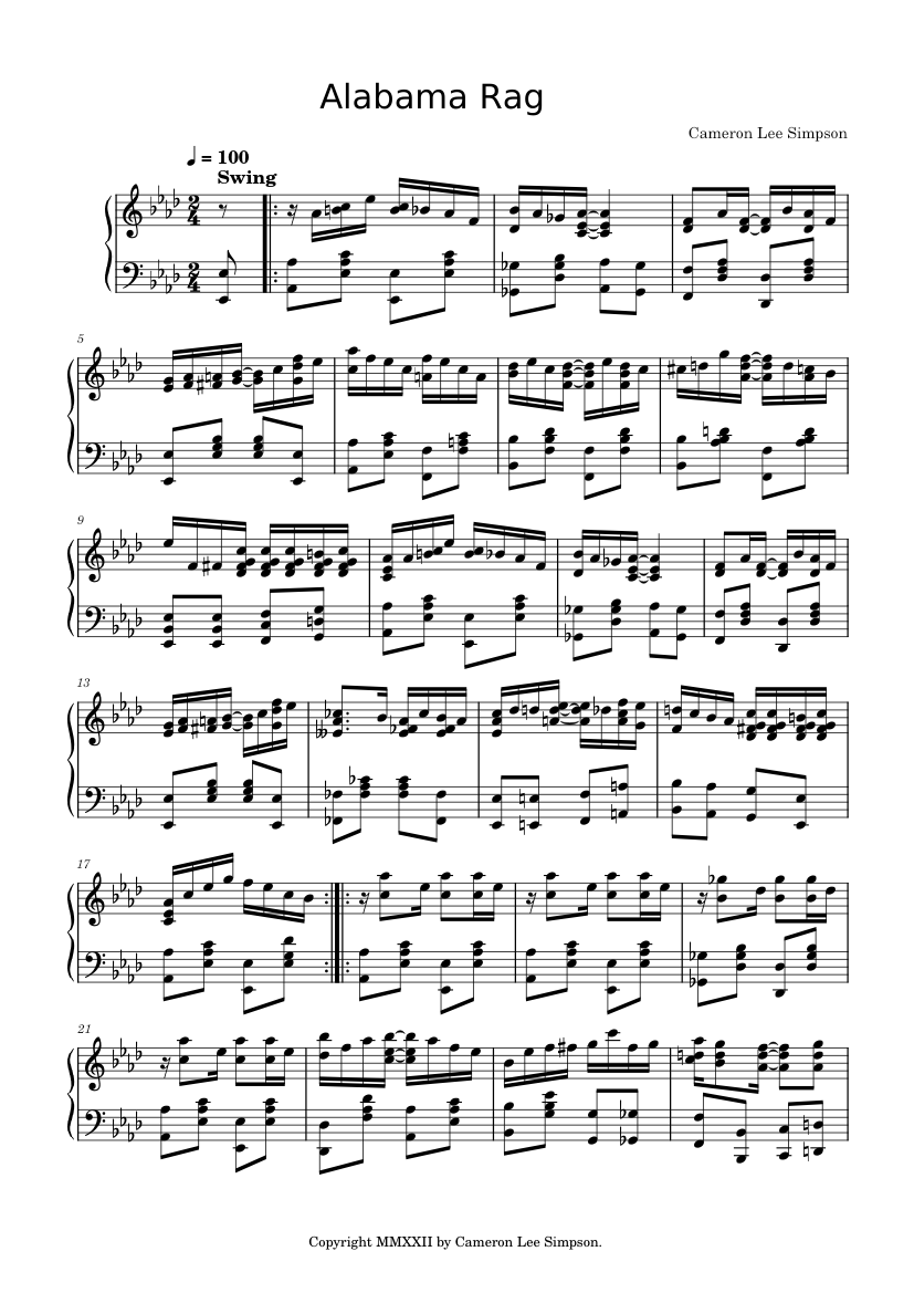 Alabama Rag Sheet music for Piano (Solo) | Musescore.com