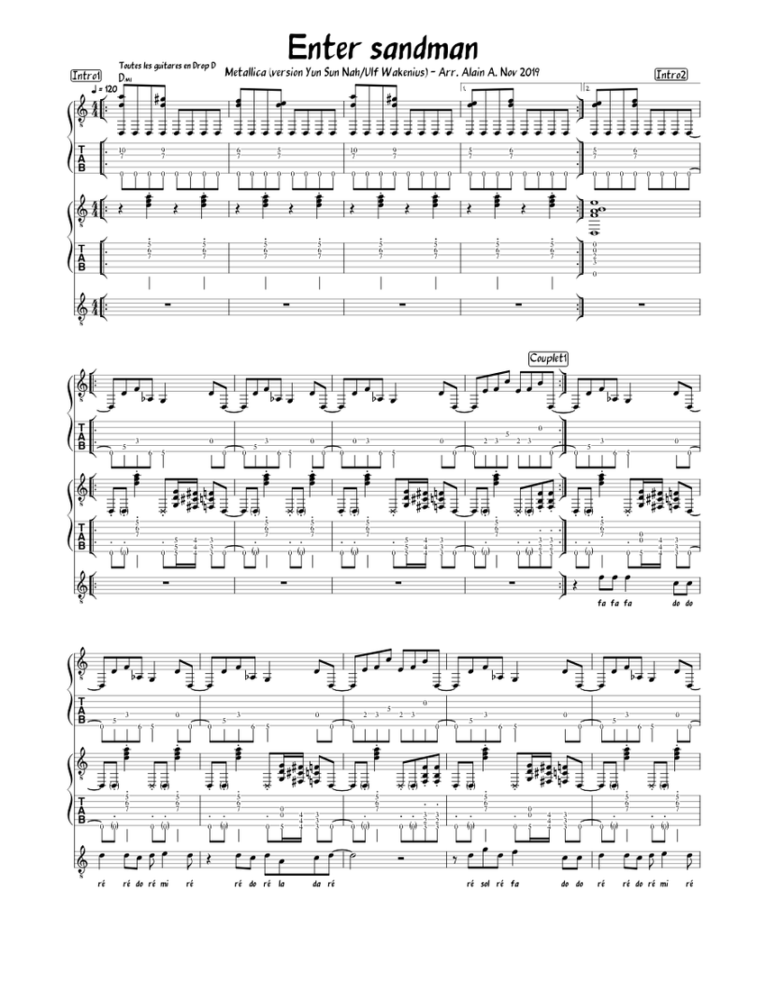 Enter_sandman Sheet music for Guitar (Mixed Trio) | Musescore.com