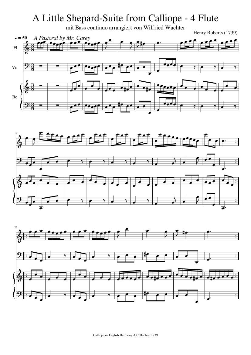A Little Shepard-Suite from Calliope - 4 Flute Sheet music for ...