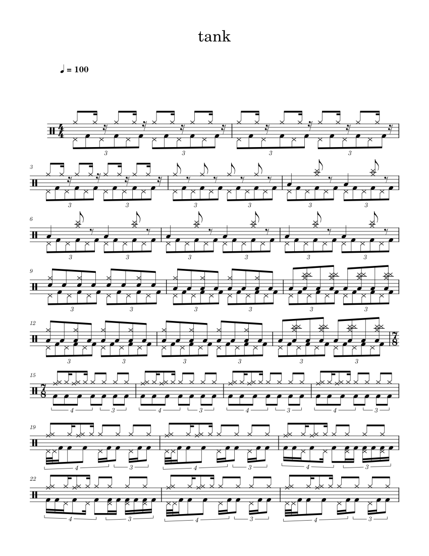 tank Sheet Music for Drum group (Solo) | MuseScore.com