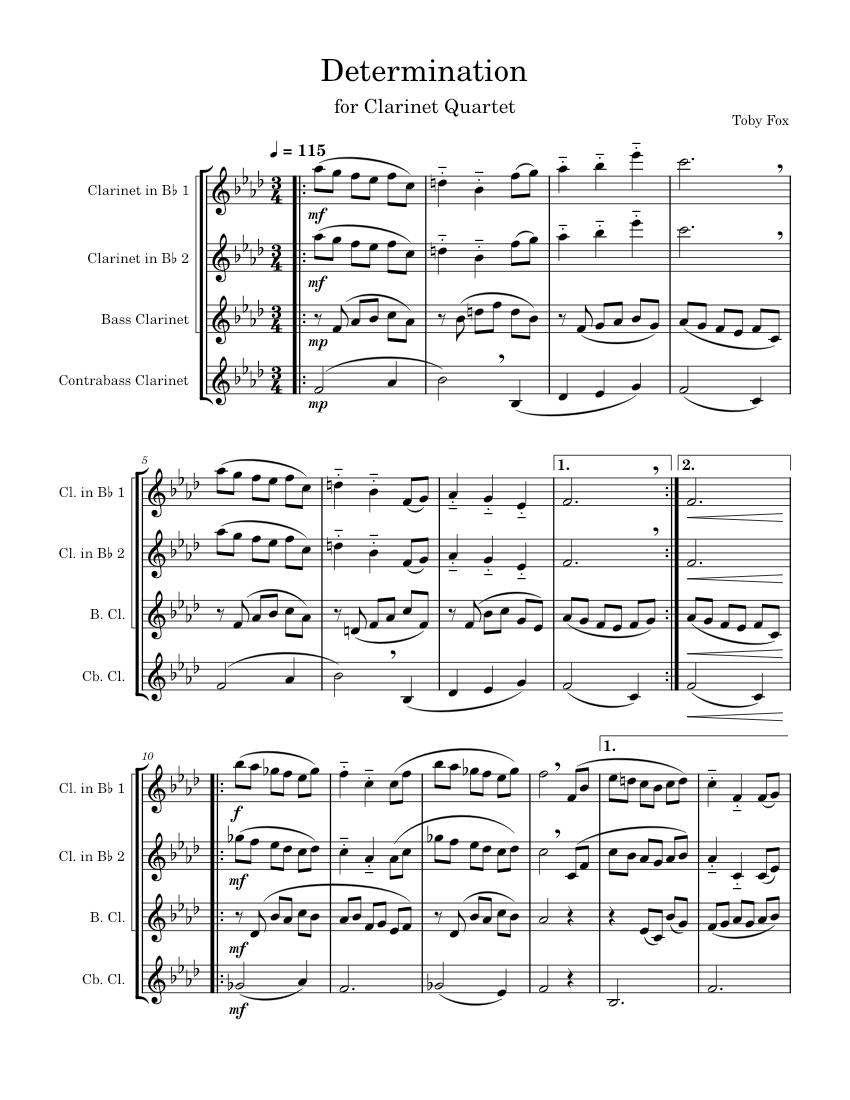 Undertale: Determination – Toby Fox Sheet Music for Clarinet other ...