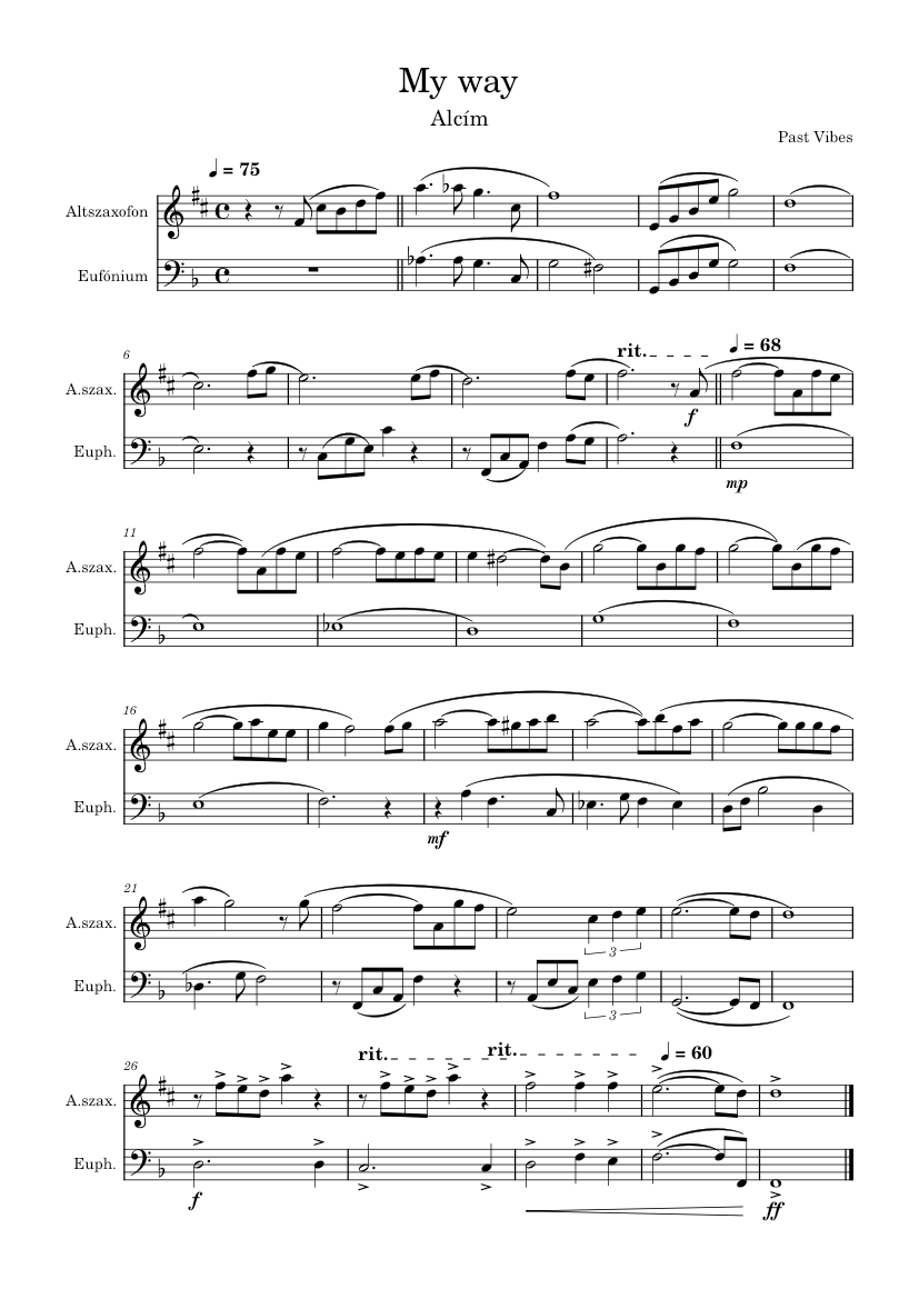My way – Frank Sinatra My way Sheet music for Tuba, Saxophone alto ...