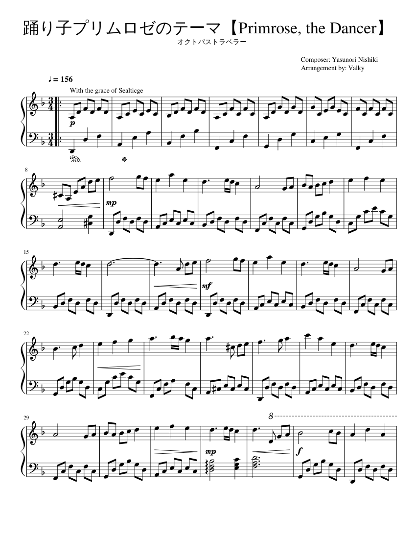 Octopath Traveler - Primrose, the Dancer Sheet music for Piano (Solo ...