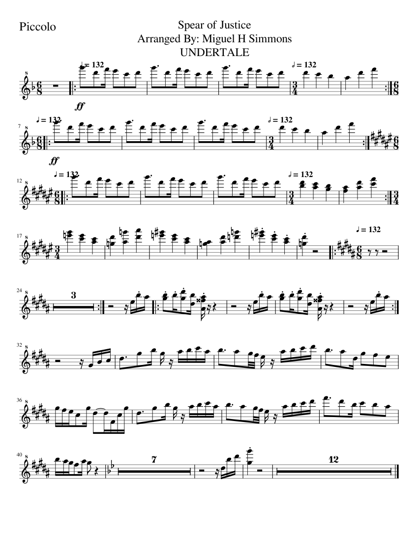 UNDERTALE Spear of Justice Band Arrangement individual instraments ...