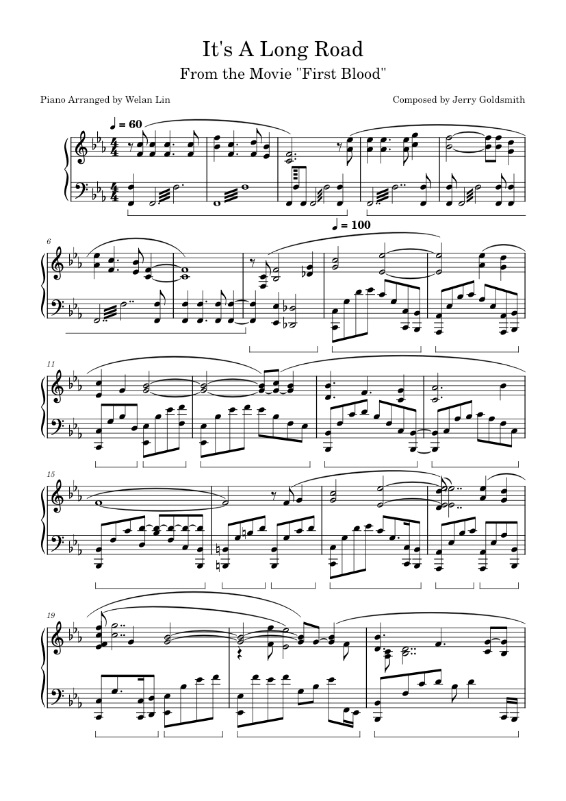 It's A Long Road from First Blood – Jerry Goldsmith Sheet Music for ...