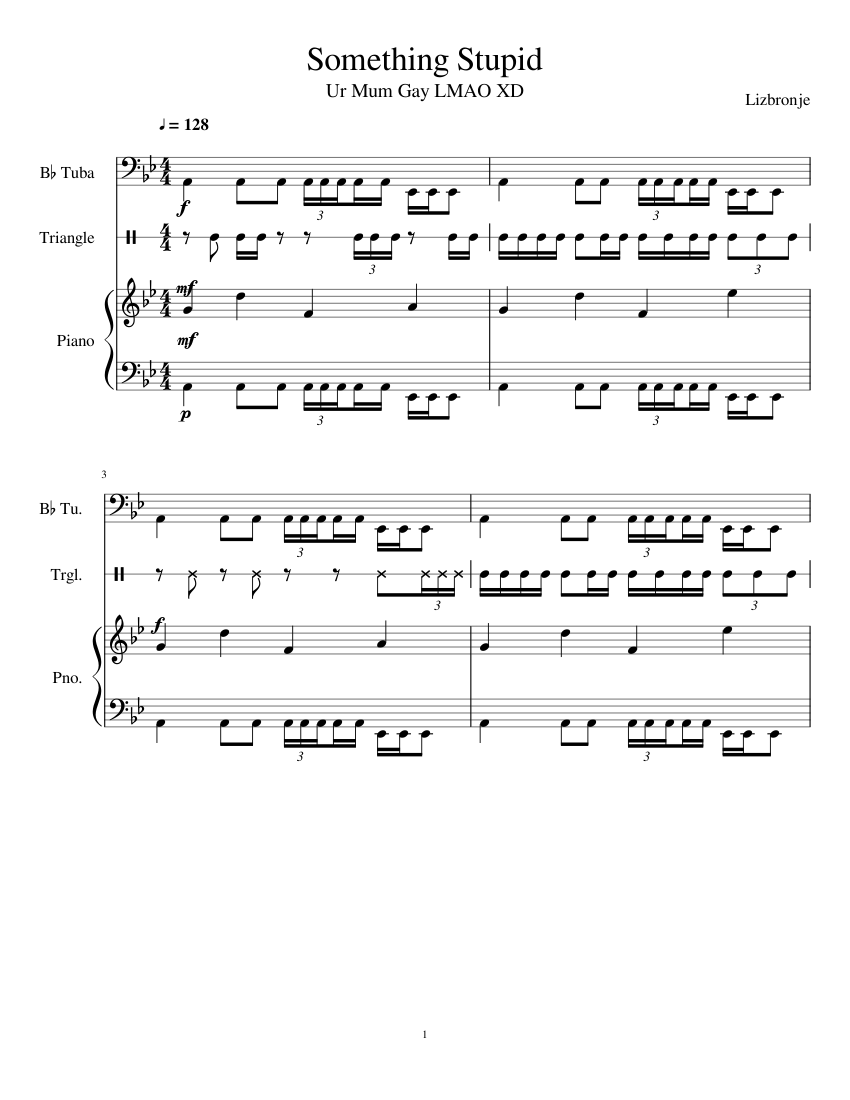 Something Stupid Sheet music for Piano, Tuba, Triangle (Mixed Trio ...