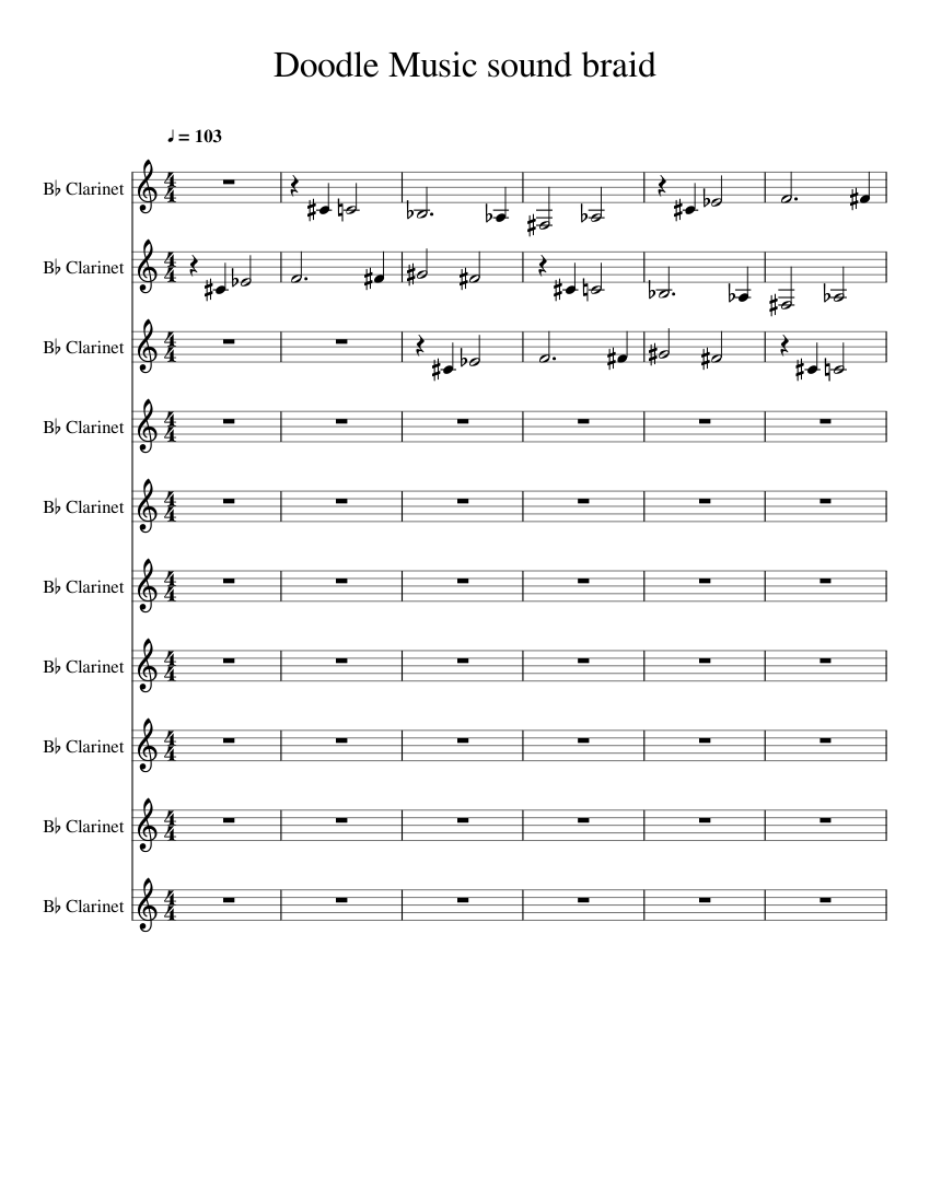 Doodle Music sound braid Sheet music for Clarinet in b-flat (Woodwind ...