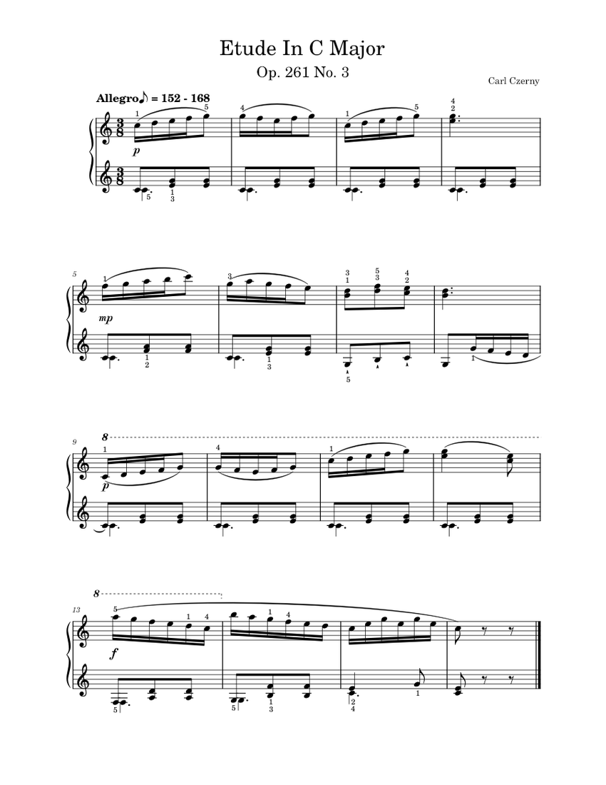 Etude in C Major Op. 162 No. 3 – Carl Czerny Sheet music for Piano ...