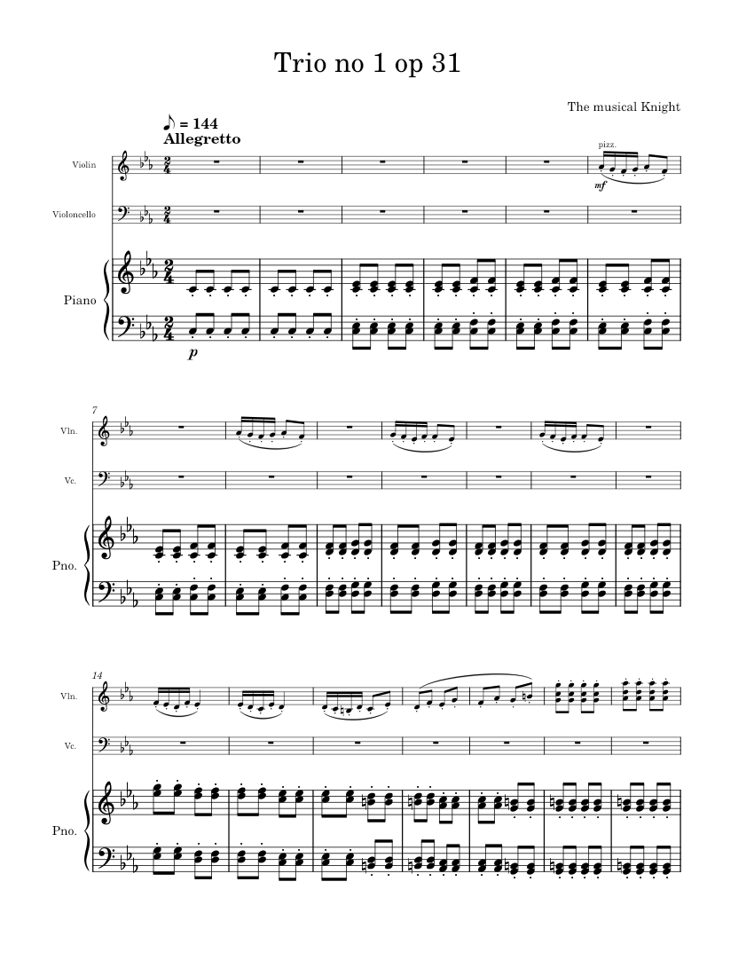 Piano Trio no1 Sheet music for Piano, Violin, Cello (Piano Trio ...