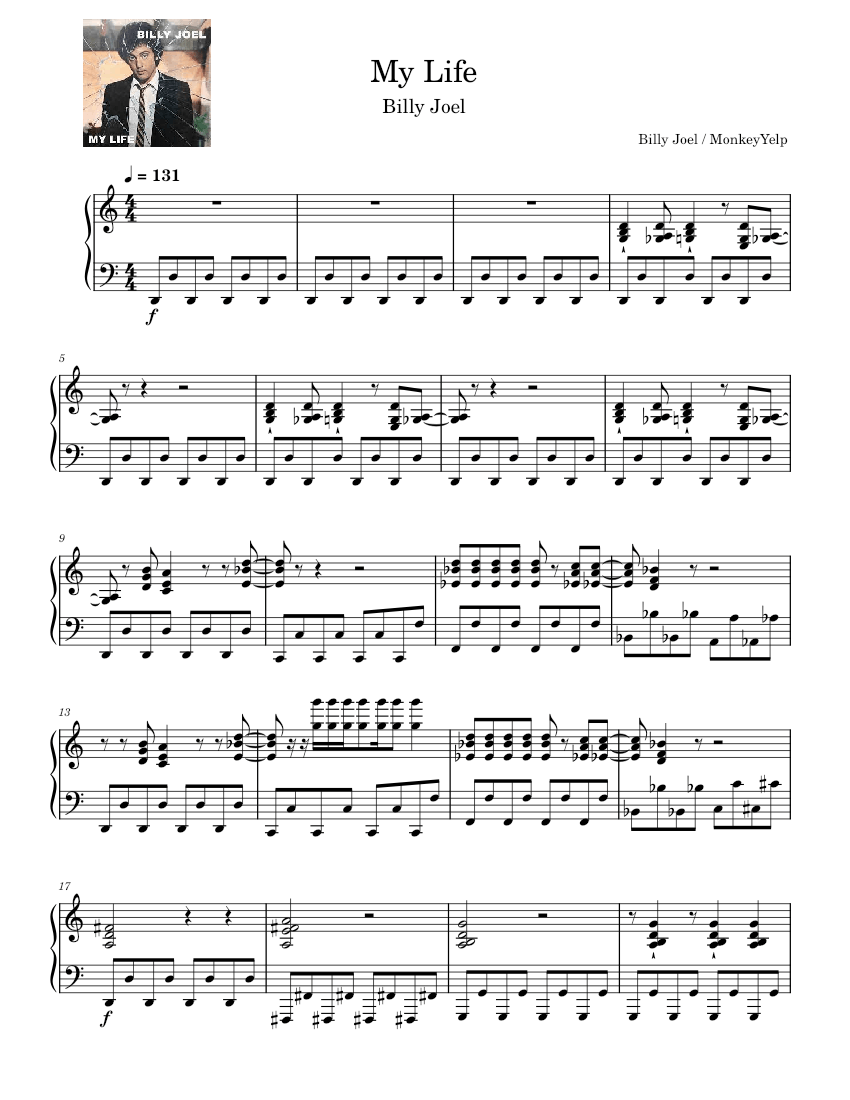 My Life - Billy Joel (W.I.P.) Sheet Music for Piano (Solo) | MuseScore.com