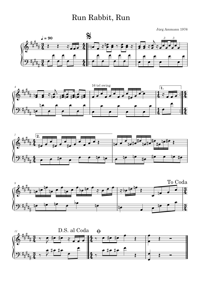 Run Rabbit run amj Sheet music for Piano (Solo) Easy | Musescore.com