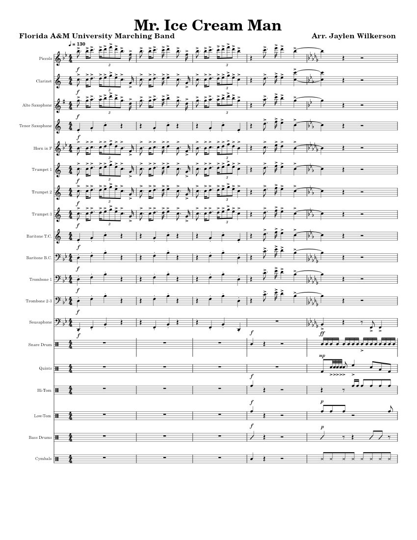 Mr._Ice_Cream_Man Sheet music for Trombone, Euphonium, Flute piccolo ...