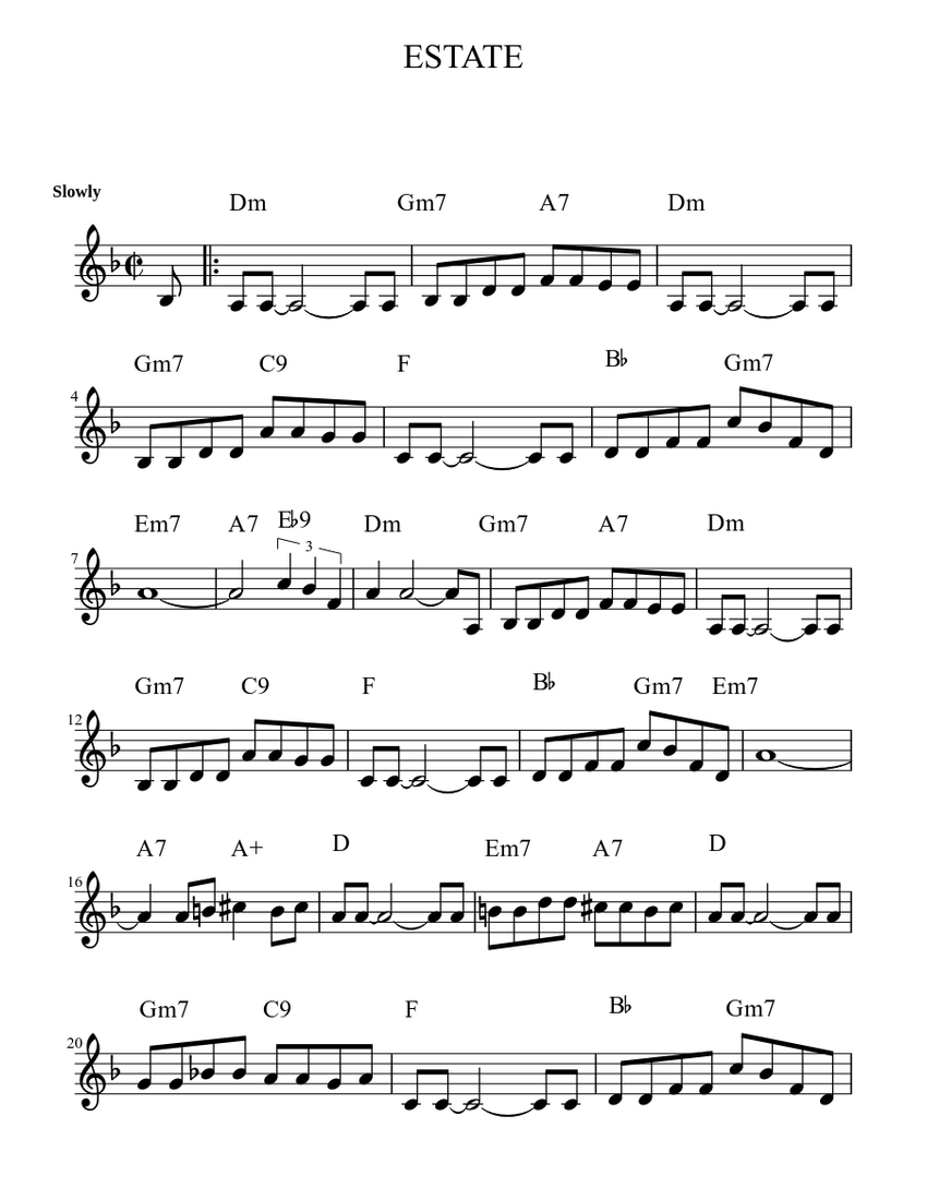 ESTATE Sheet music for Piano (Solo) | Musescore.com