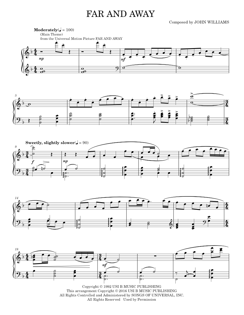 Play Official version of Far and away - symphonic suite Sheet Music by ...