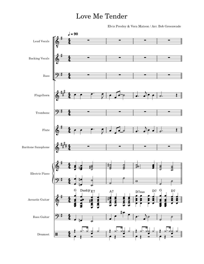 Love Me Tender (orig. Elvis Presley) Sheet music for Piano, Trombone ...
