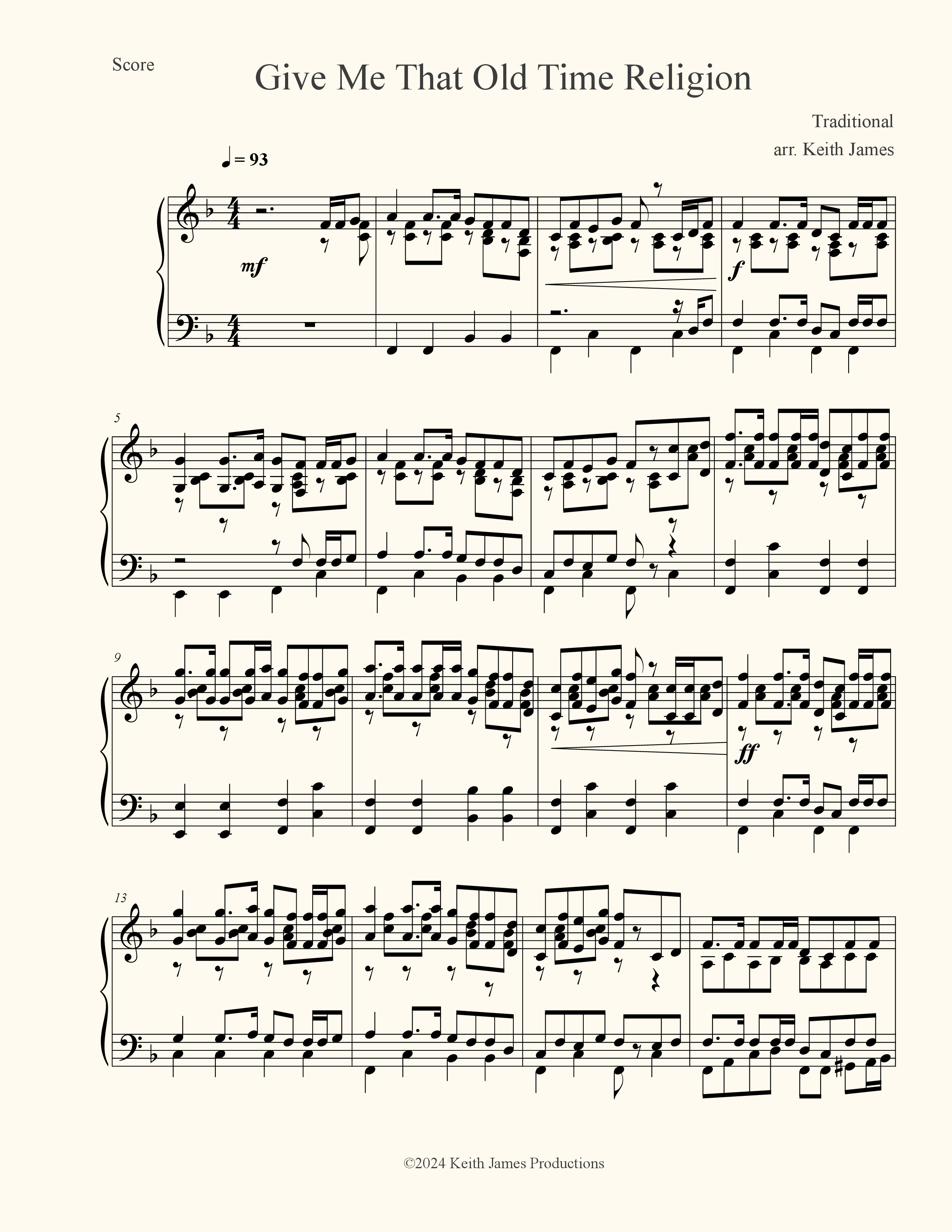 Play Official version of Give Me That Old Time Religion Sheet Music by ...