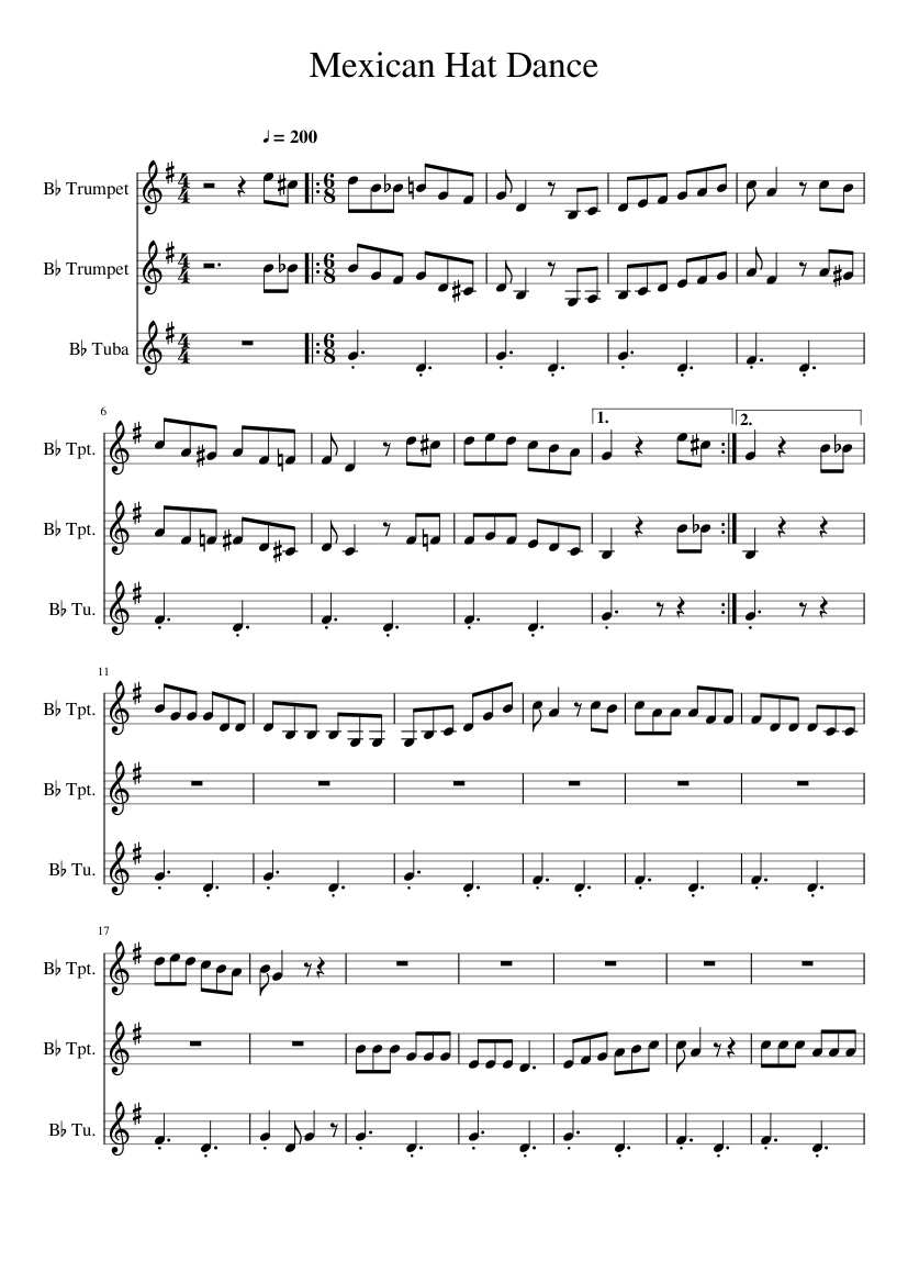 Mexican Hat Dance Sheet music for Tuba, Trumpet in b-flat (Mixed Trio ...
