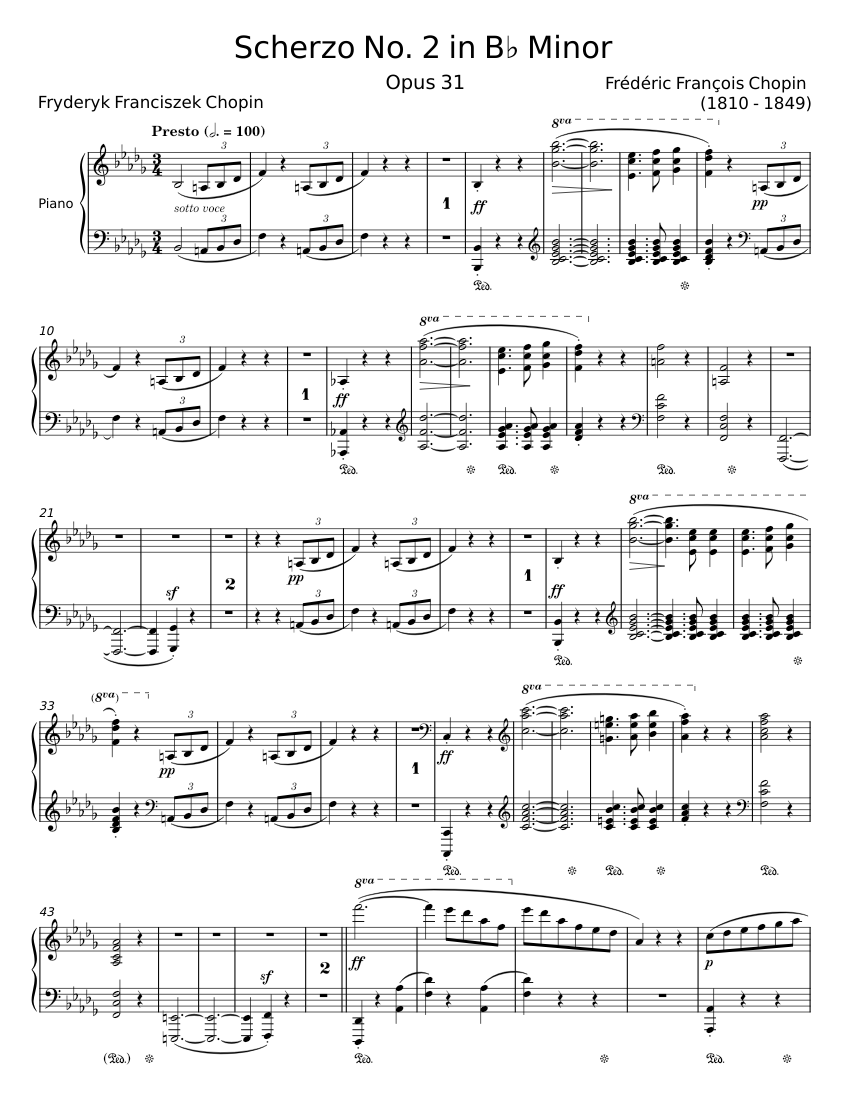 Scherzo No.2, Op.31 - Frédéric Chopin Sheet Music for Piano (Solo) | MuseScore.com