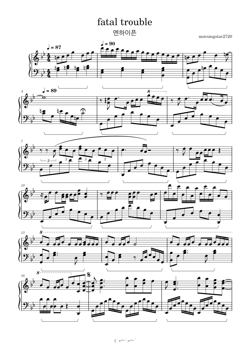 Fatal Trouble – ENHYPEN Sheet Music for Piano (Solo) | MuseScore.com