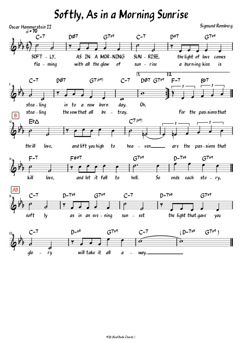 Softly, As in a Morning Sunrise (lead sheet with lyrics) Sheet music ...