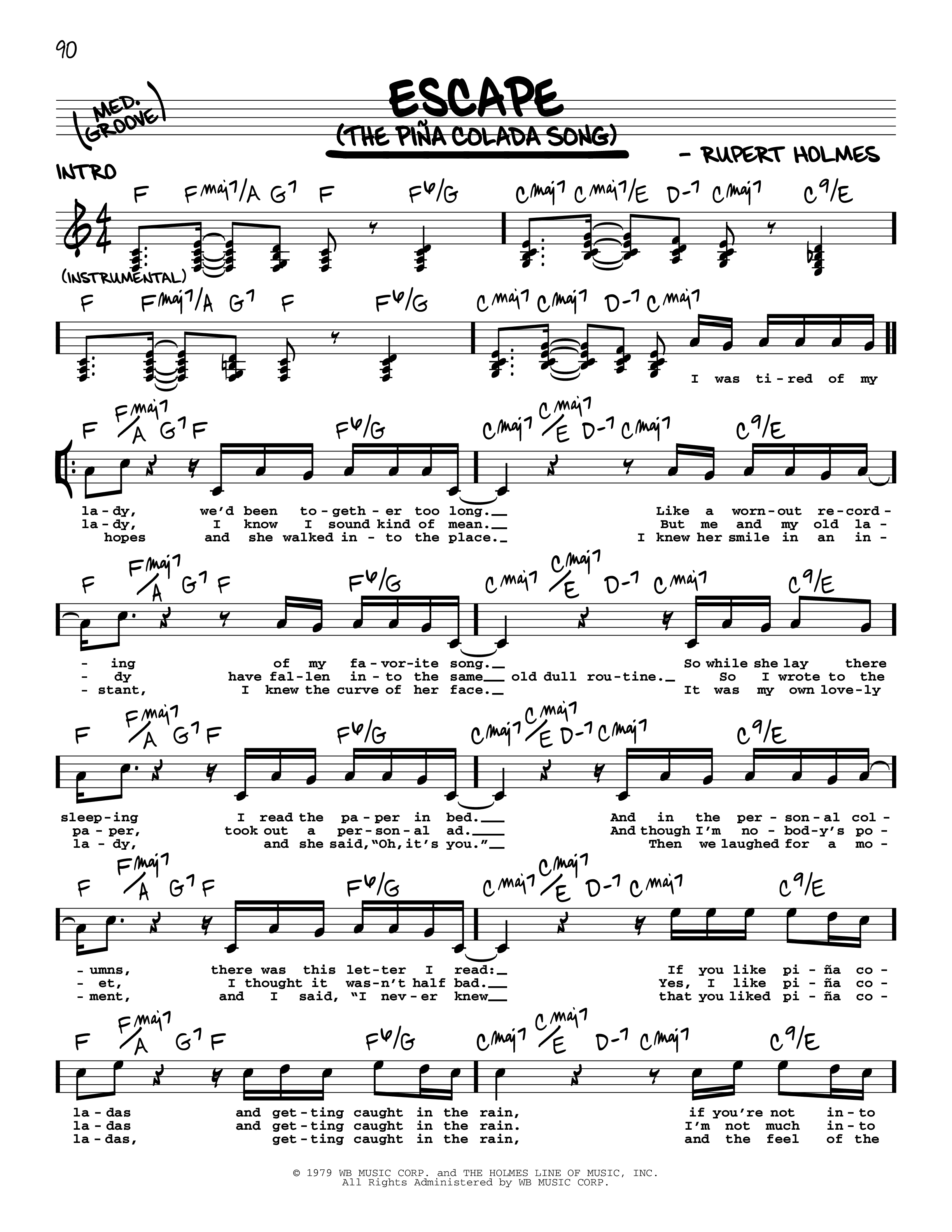 Play Official version of Escape sheet music by Rupert Holmes for Piano ...