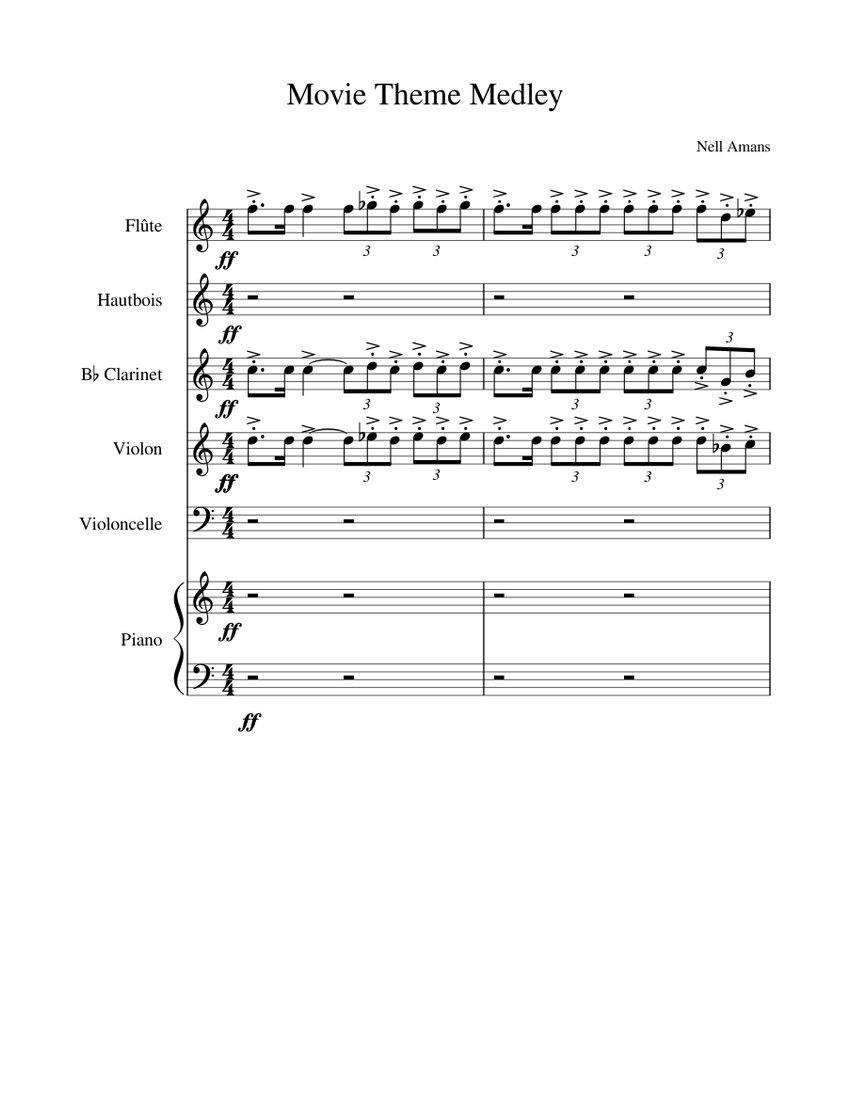 Movie Theme Medley Sheet music for Piano, Clarinet other (Solo ...