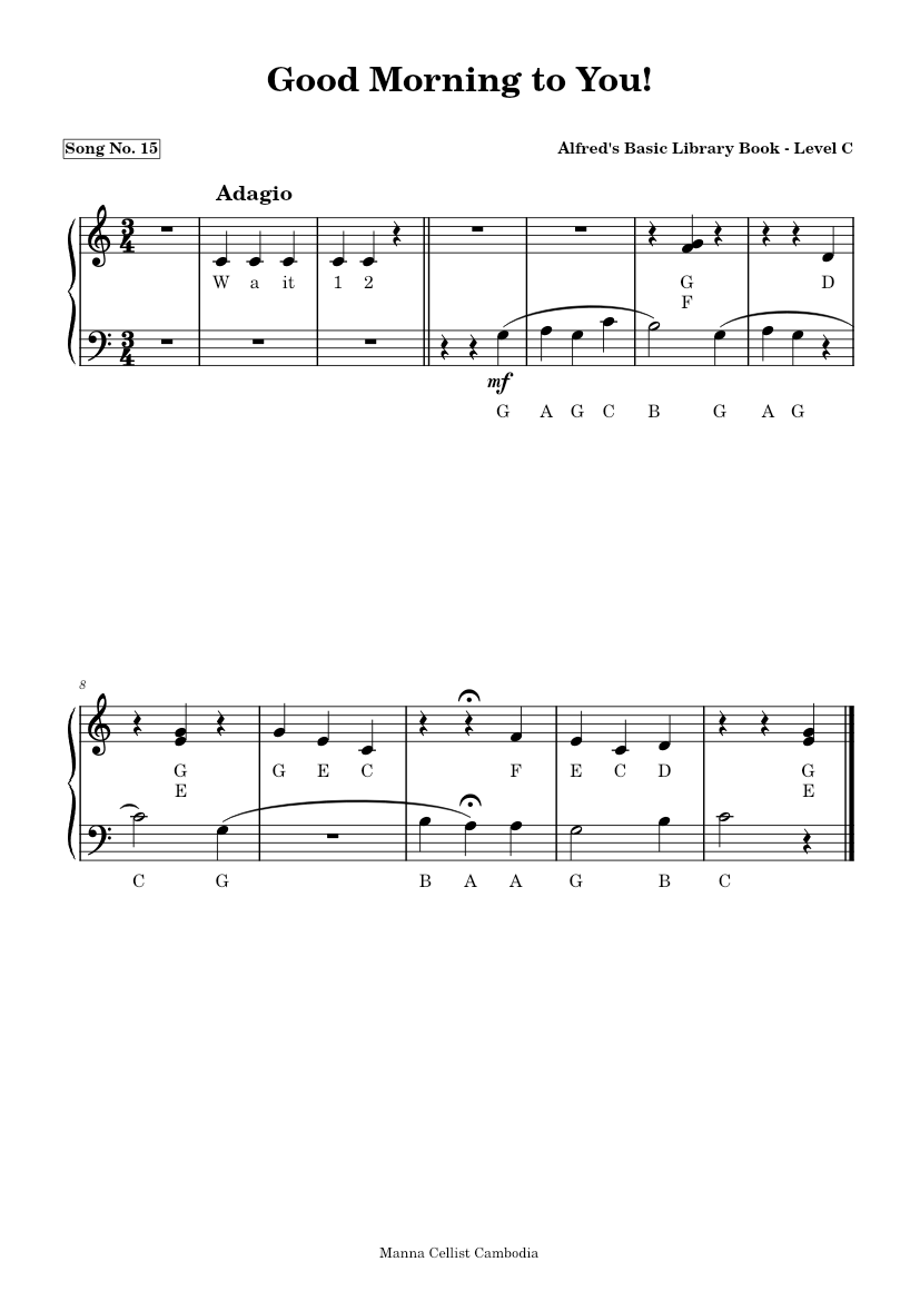Good Morning to You! – Willard A. Palmer (15. Adagio) Sheet Music for ...