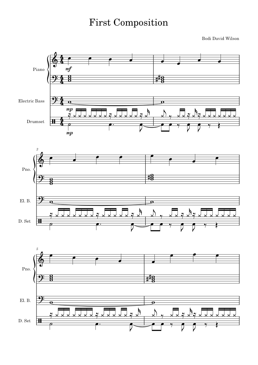 First Composition (First Draft) Sheet music for Piano, Bass guitar ...