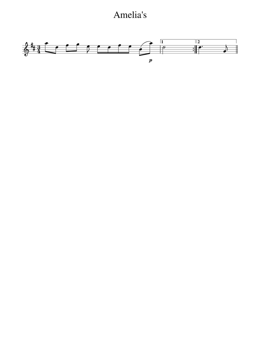 Amelia's Sheet music for Piano (Solo) Easy | Musescore.com