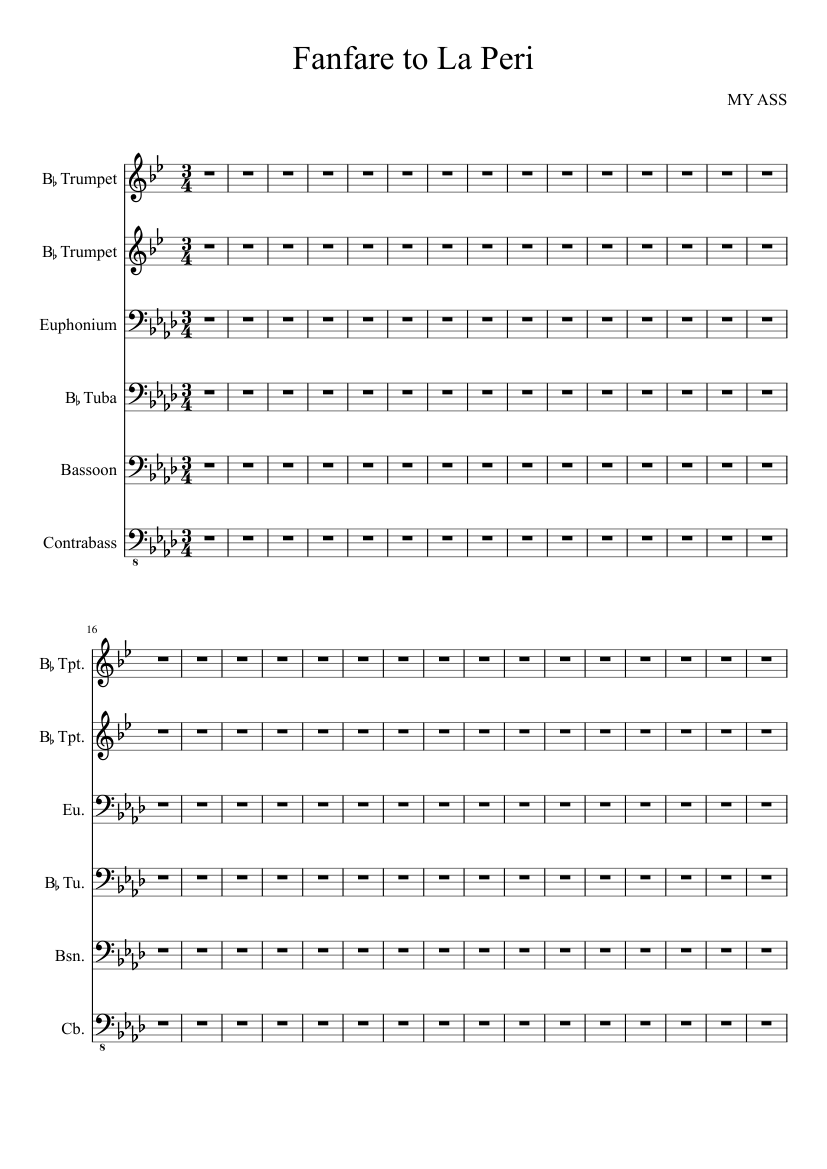 Fanfare to La Peri Sheet music for Bassoon, Woodwinds (other) (Woodwind ...