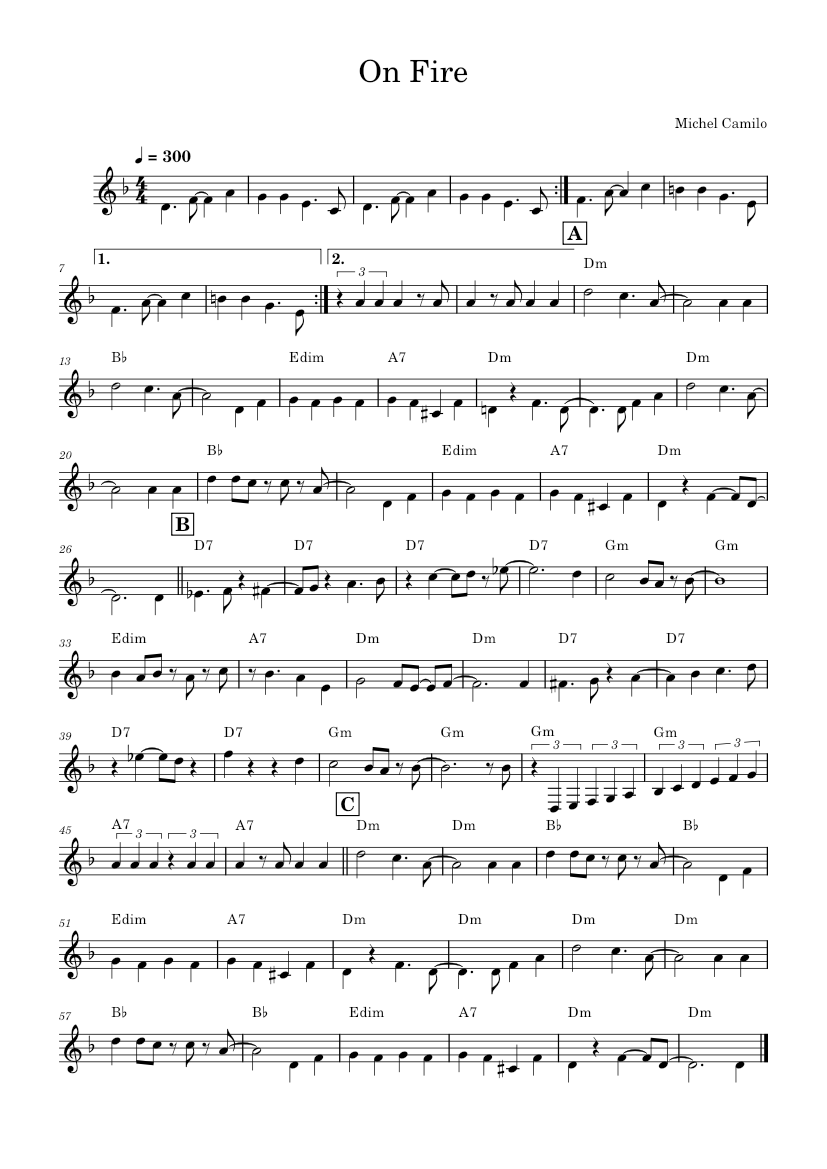 On Fire – Michel Camilo On Fire Lead Sheet - Michel Camilo Sheet Music ...