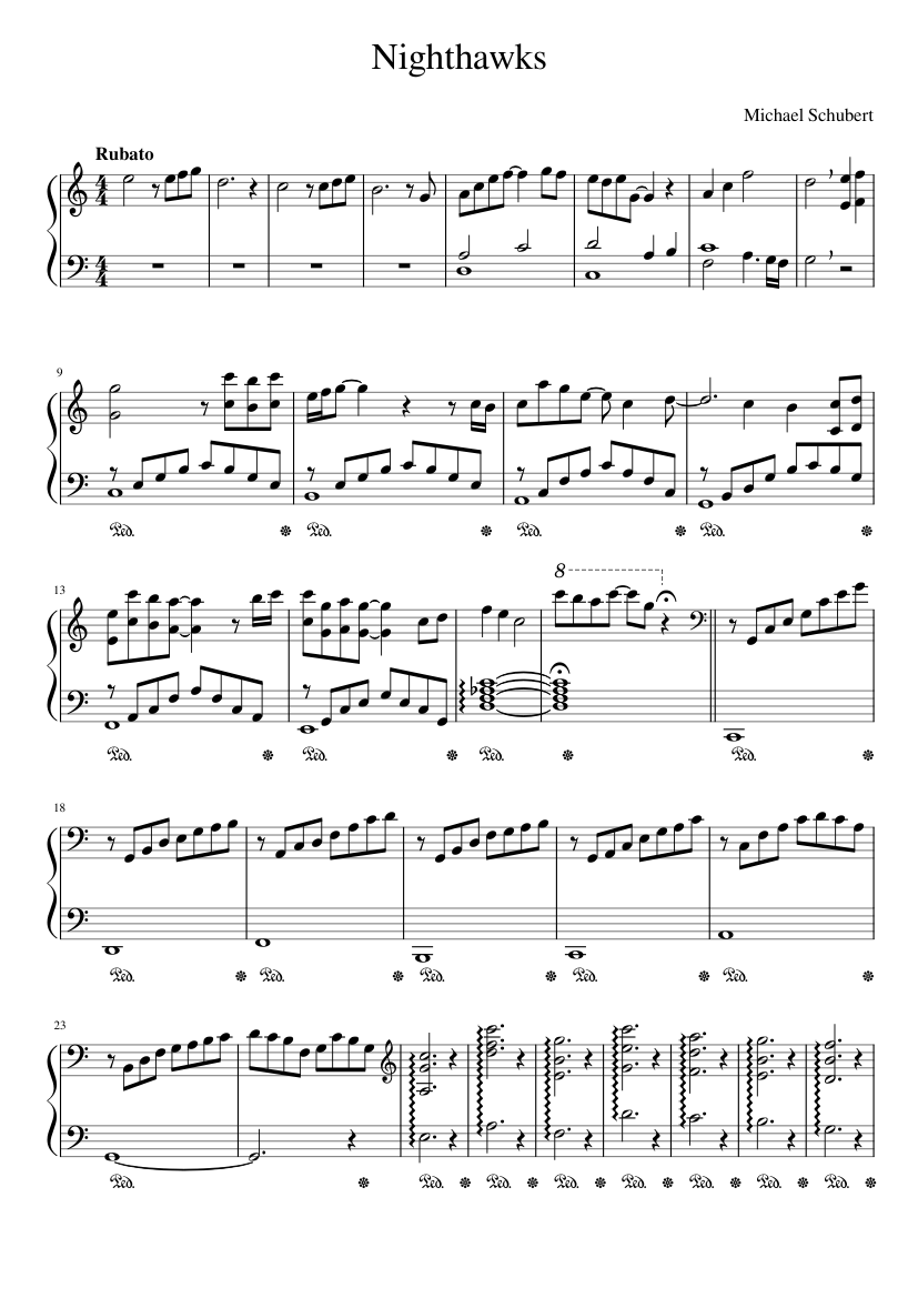 Nighthawks Sheet Music for Piano (Solo) | MuseScore.com