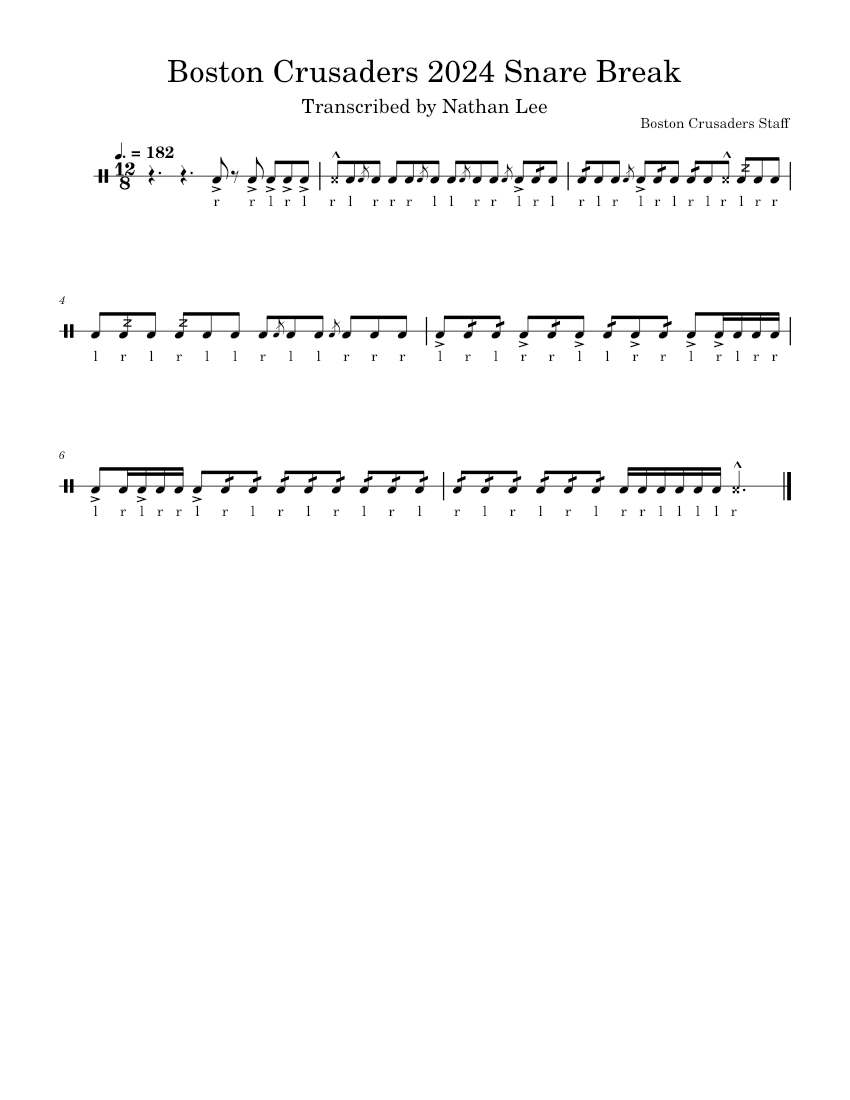 Glitch(Boston Crusaders) Snare Break 2024 – The Boston Crusaders Sheet ...