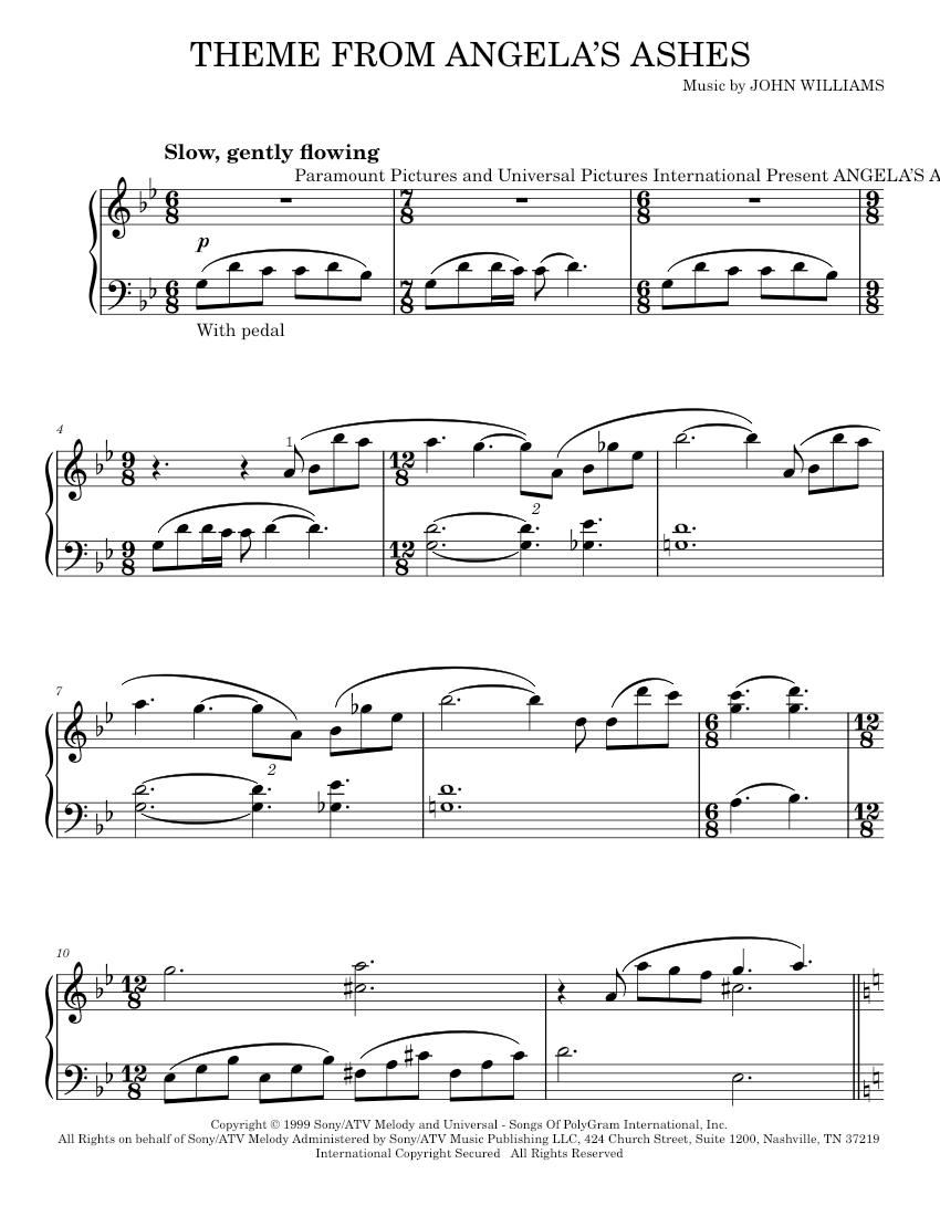 Play Official version of Theme From Angela's Ashes Sheet Music by John ...