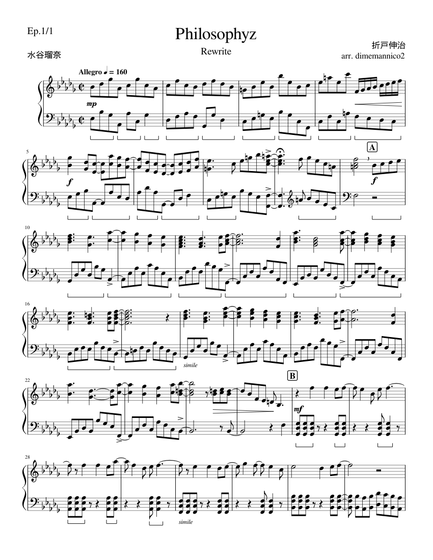 Philosophyz - Rewrite Sheet Music for Piano (Solo) | MuseScore.com