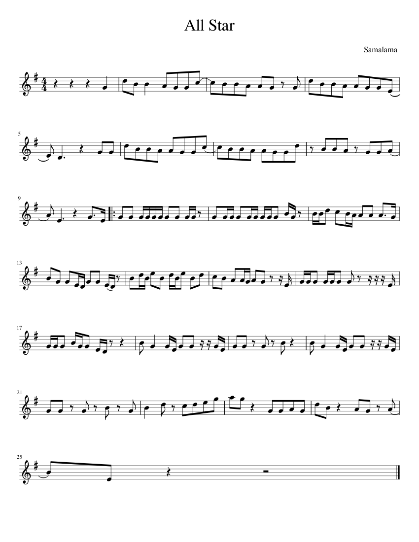 All Star (Alto Sax Solo) Sheet music for Piano (Solo) Easy | Musescore.com