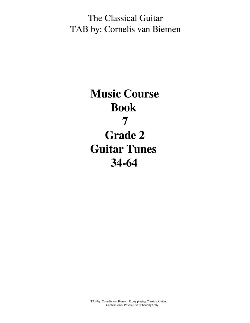 Music Course Book 7-C Guitar Tunes 34-64 Sheet music for Guitar (Solo ...