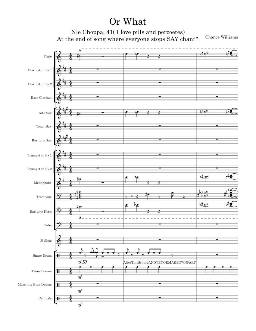 Or What - NLE CHOPPA Sheet Music for Trombone, Tuba, Flute, Saxophone ...