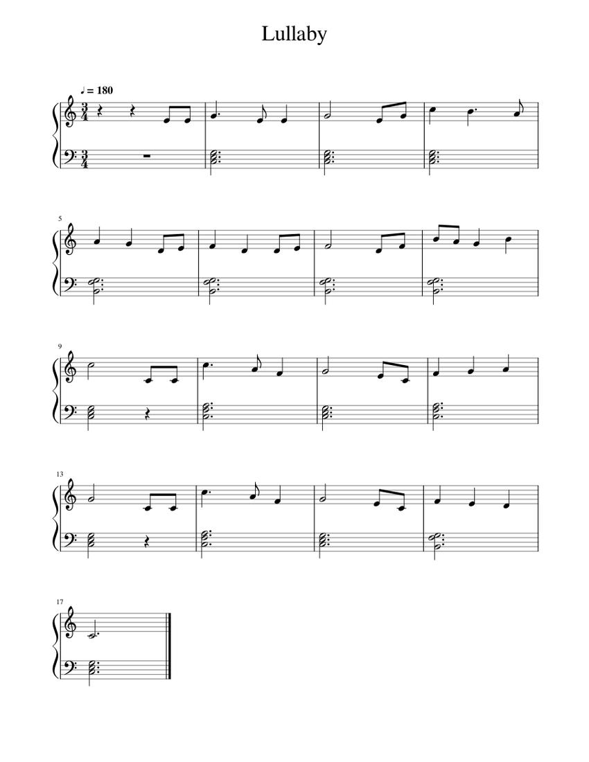 Lullaby Sheet music for Piano (Solo) Easy | Musescore.com