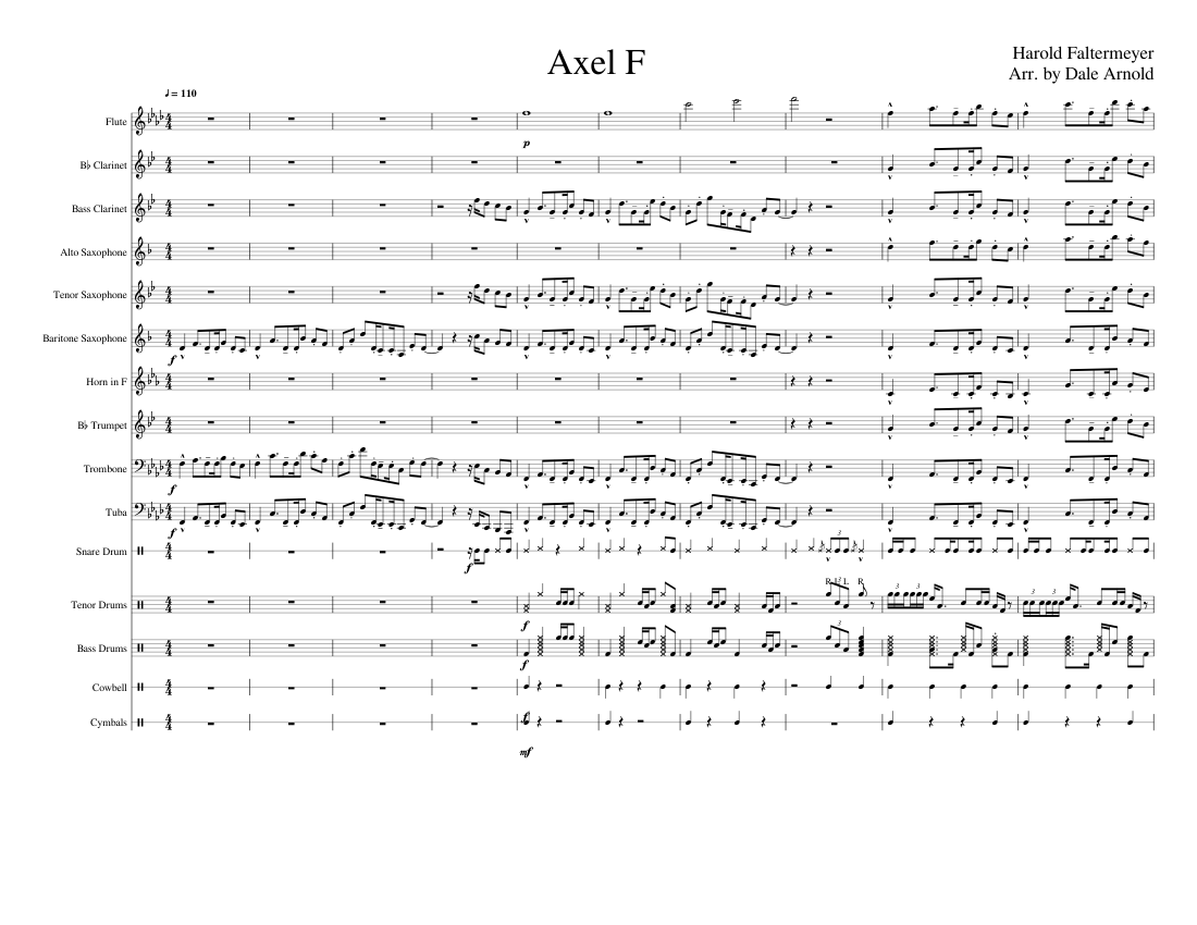 Axel F Sheet music for Trombone, Tuba, Flute, Clarinet in b-flat & more ...
