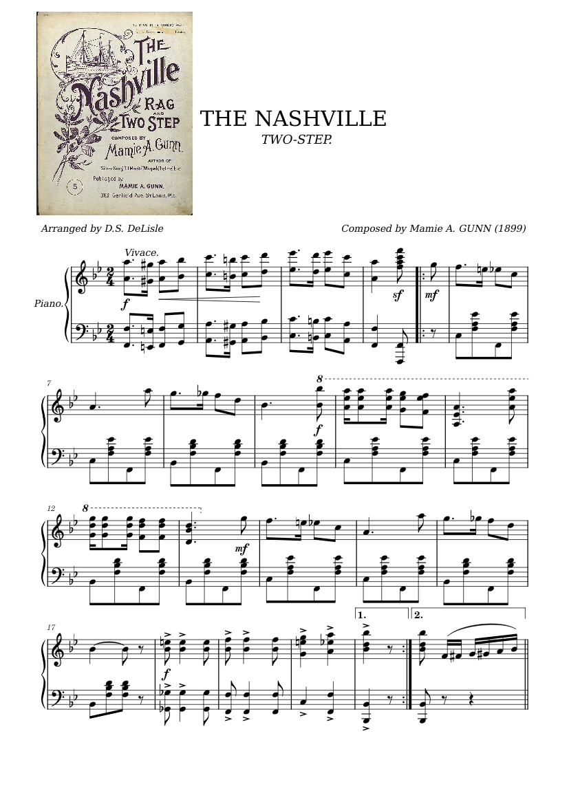 The Nashville by Mamie A. Gunn (1899) Sheet music for Piano (Solo ...