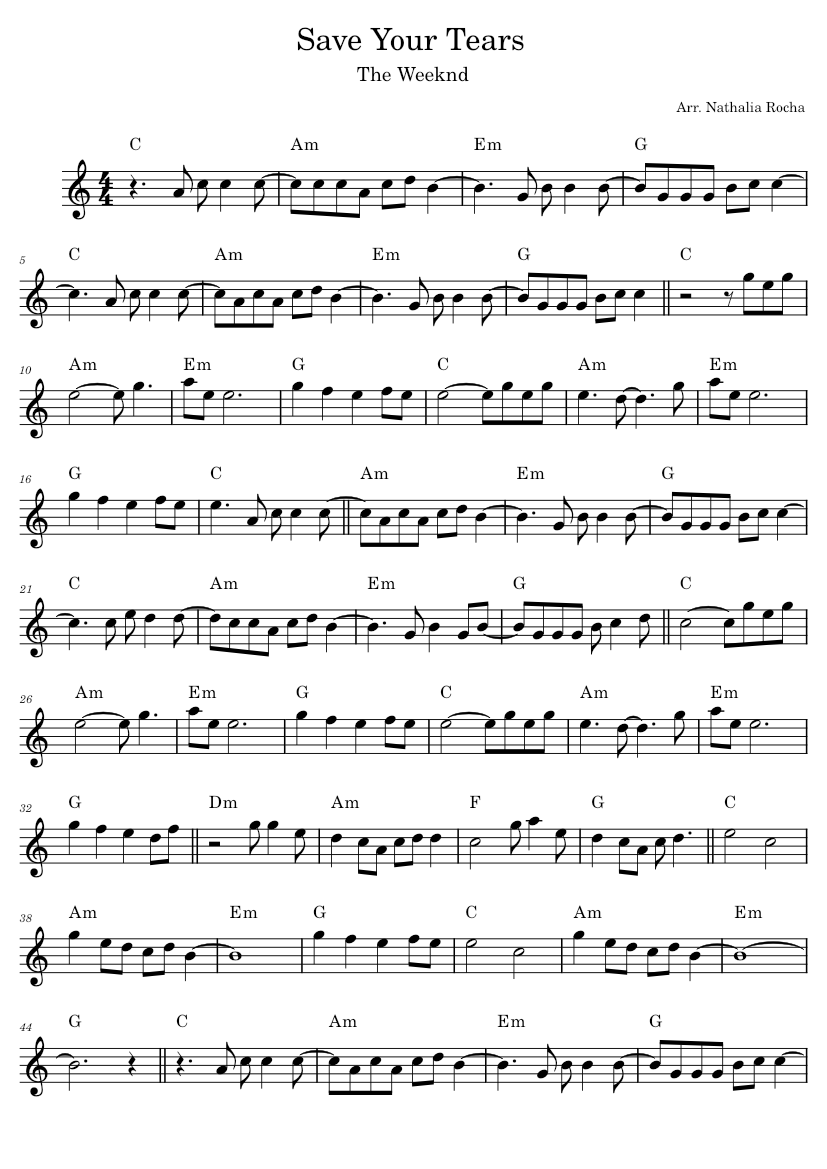 Save your tears – The Weeknd Sheet Music for Piano (Solo) Easy ...