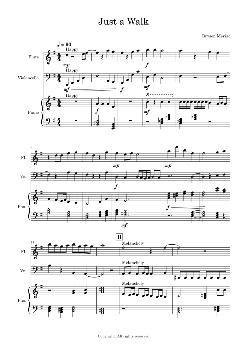 Just a Walk Sheet music for Piano, Flute, Cello (Mixed Ensemble ...