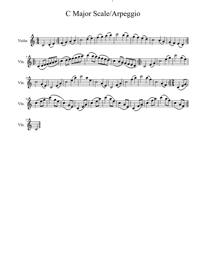 C Major Scale/Arpeggio Sheet music for Violin (Solo) | Musescore.com