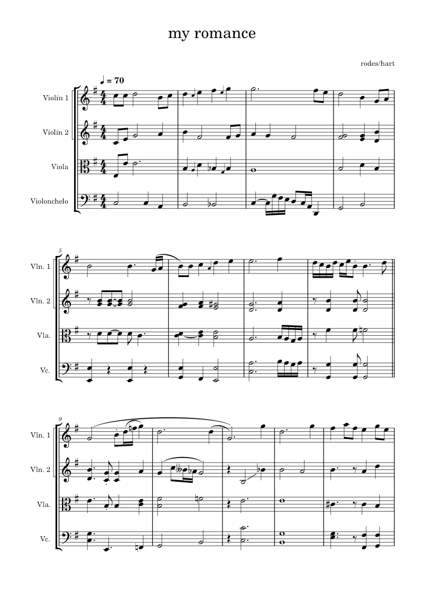 my romance Sheet music for Violin, Viola, Cello (String Quartet ...