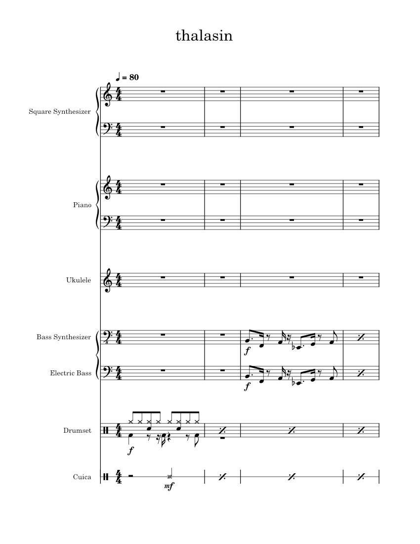thalasin Sheet music for Piano, Bass guitar, Drum group, Ukulele & more ...