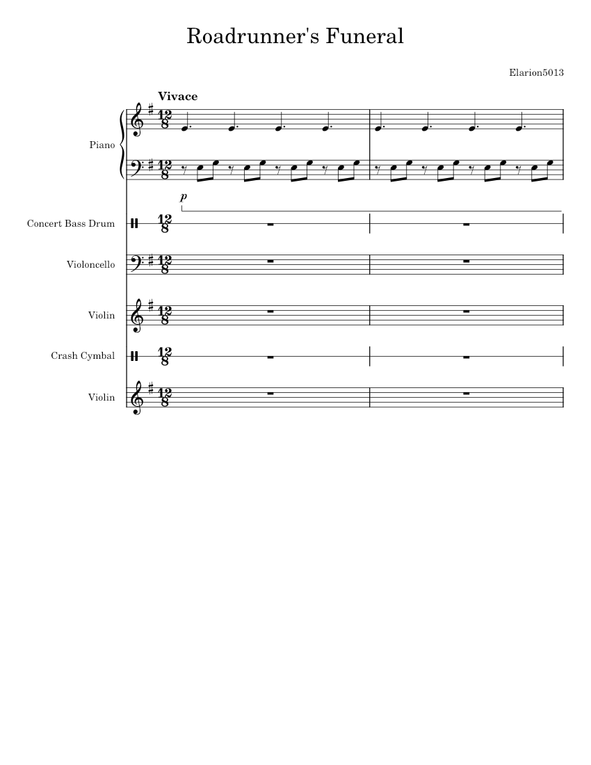 Roadrunner's Funeral (not actually meant to be played lol) Sheet music ...