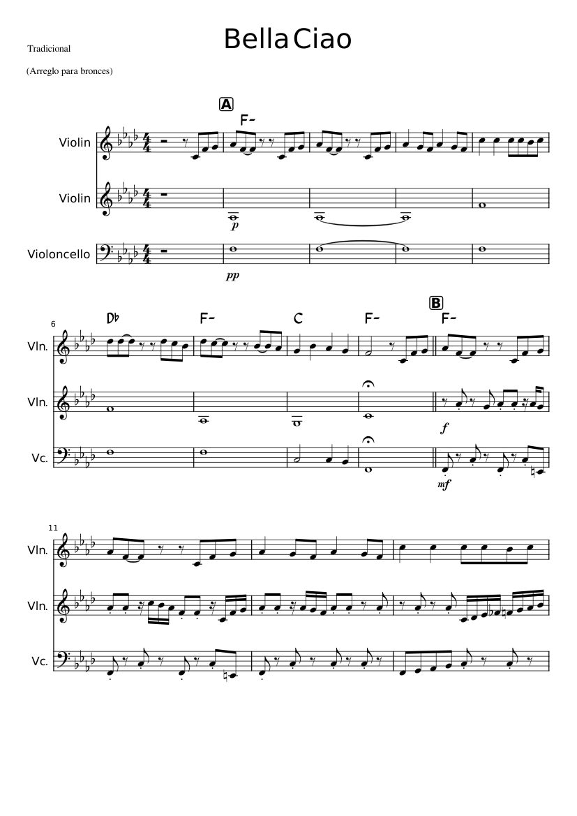 Bella ciao – Misc Traditional Bella Ciao in Ab.mscz Sheet music for ...