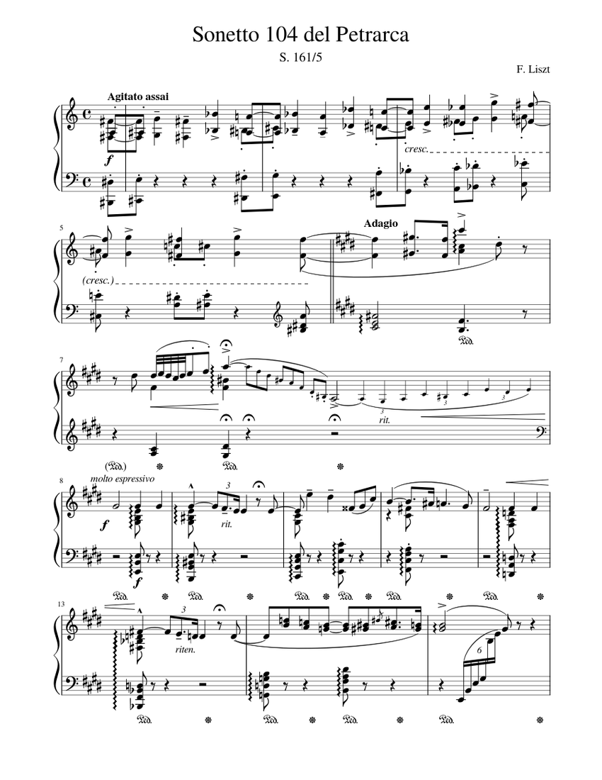 Sonetto 104 del Petrarca S. 161/5 – Franz Liszt Sheet music for Piano (Solo) | Musescore.com